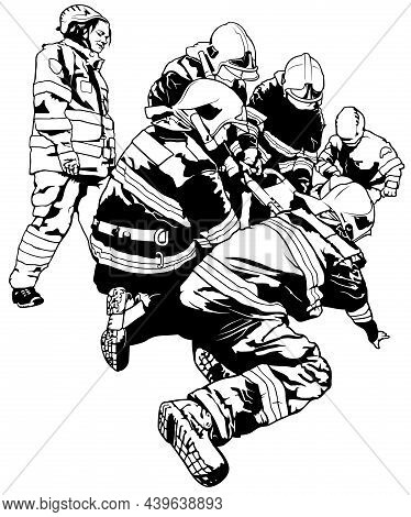 Drawing Firefighters Vector & Photo (Free Trial) | Bigstock