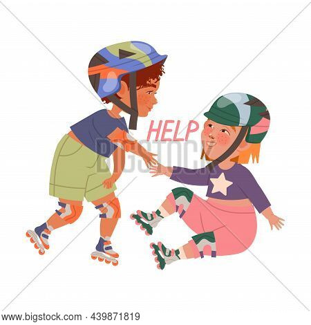 Boy Helping Girl Get Vector & Photo (Free Trial) | Bigstock