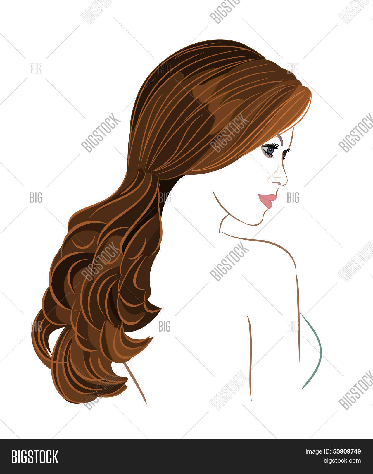 Girl Long Brown Hair Vector & Photo (Free Trial) | Bigstock
