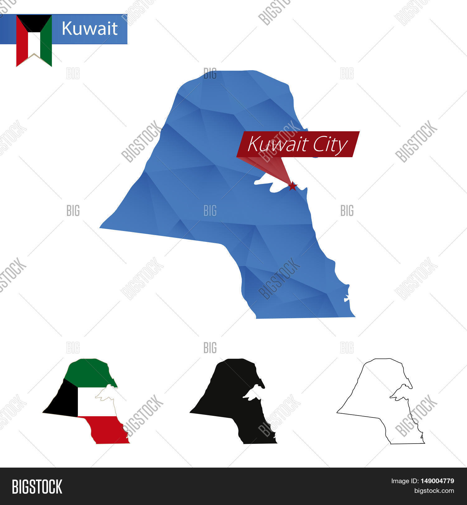 Kuwait Blue Low Poly Vector & Photo (Free Trial) | Bigstock