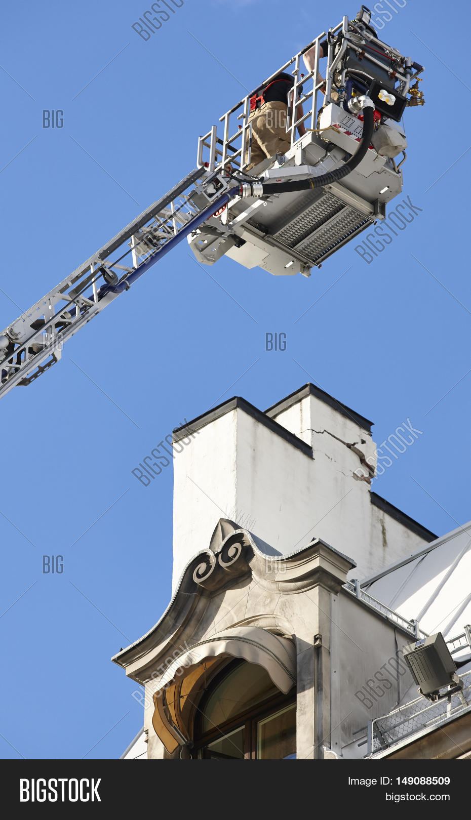 Firemen On Crane Image & Photo (Free Trial) | Bigstock