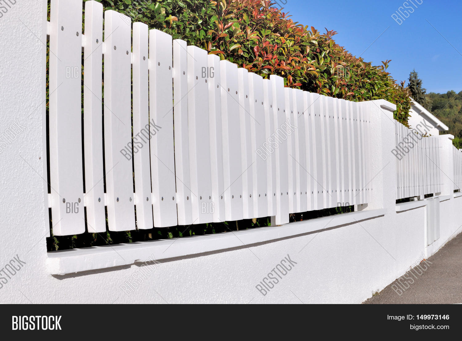 White Pvc Fence Hedge Image & Photo (Free Trial) | Bigstock
