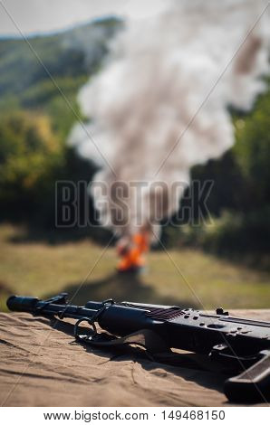 Machine Gun Fire Smoke Image & Photo (Free Trial) | Bigstock