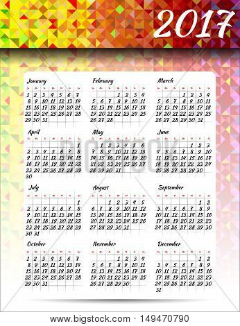 Vector y foto Year Calendar. Week (prueba gratis) | Bigstock