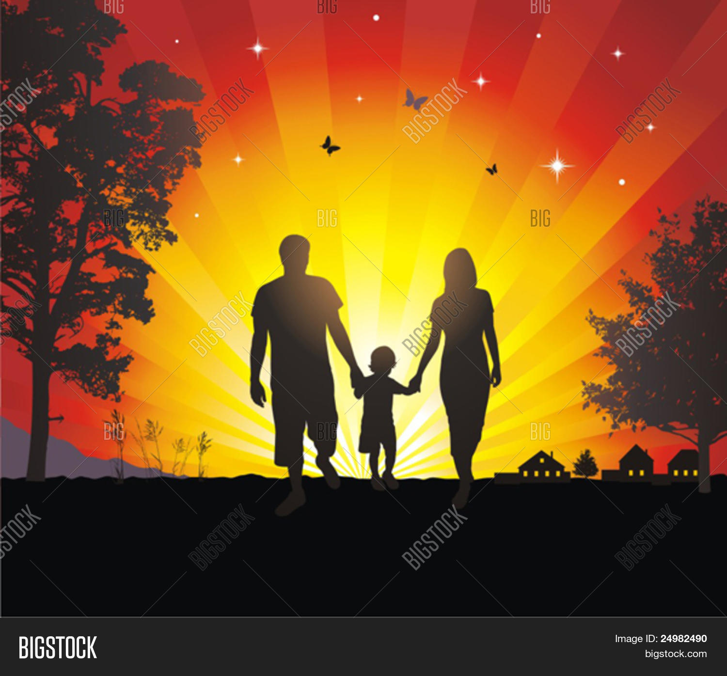 Young Family Walking Vector & Photo (Free Trial) | Bigstock