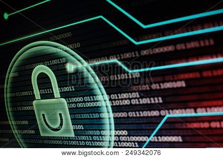 Protect From Viruses. Double Exposure Of Blue Padlock Icon With Smile ...