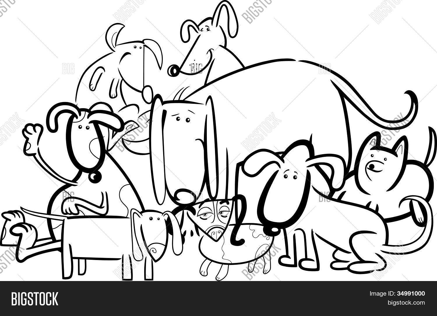 Cartoon Group Dogs Vector & Photo (Free Trial) | Bigstock
