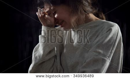 Crying Woman Smoking Image & Photo (Free Trial) | Bigstock