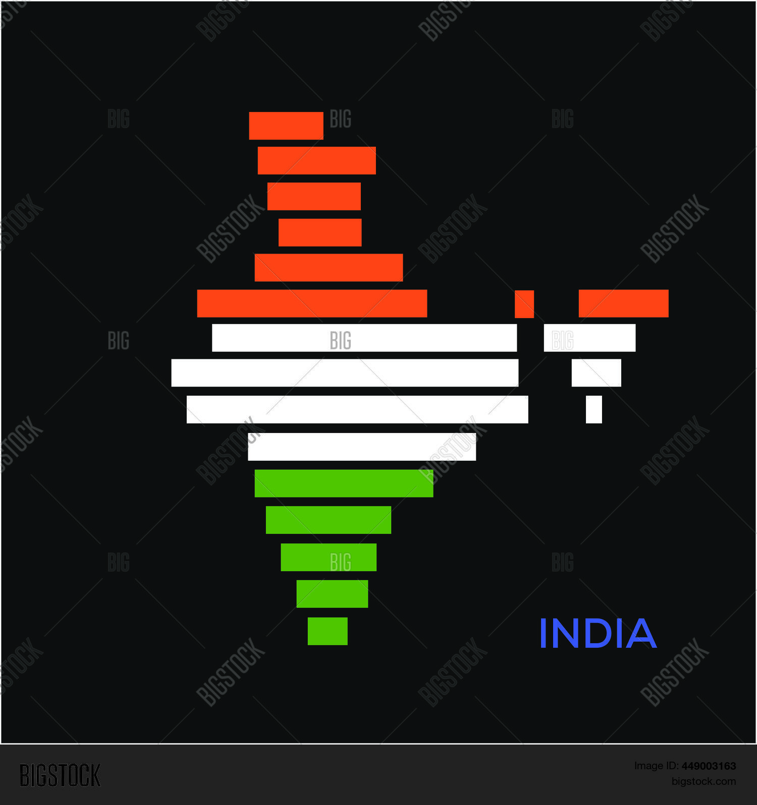 India Map 3 Colors Vector & Photo (Free Trial) | Bigstock