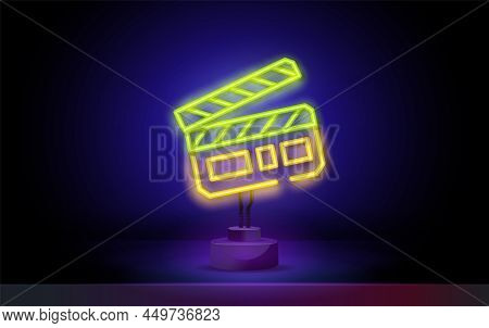 Clapper Board Neon Vector & Photo (Free Trial) | Bigstock