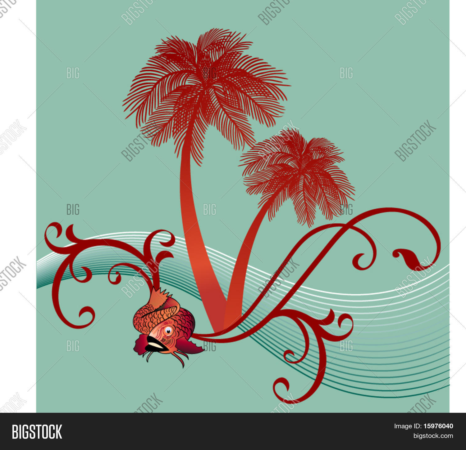 Koi Fish Funky Waves Vector & Photo (Free Trial) | Bigstock