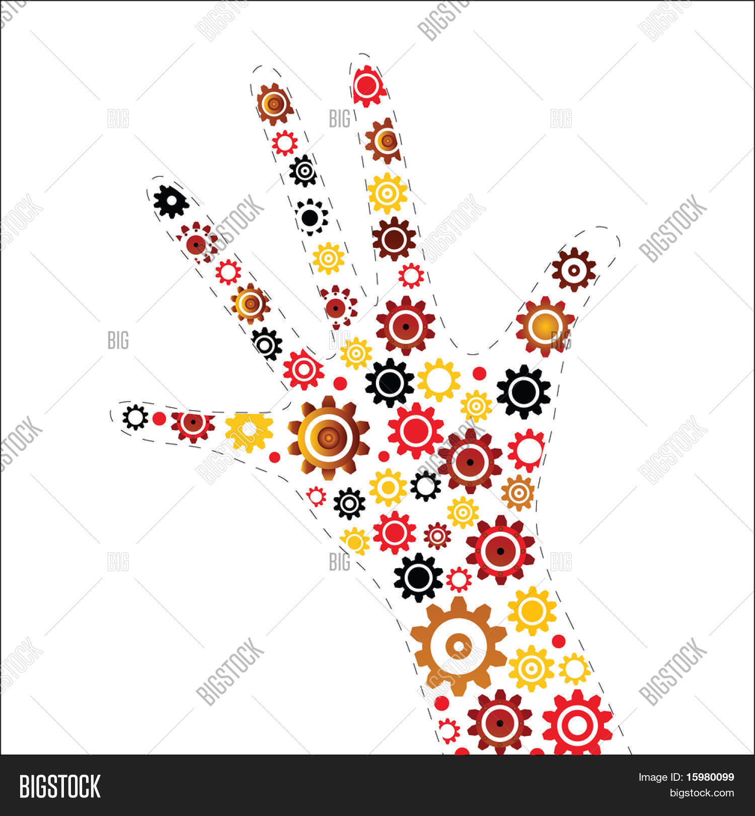 Gear Hand - Dashed Image & Photo (Free Trial) | Bigstock