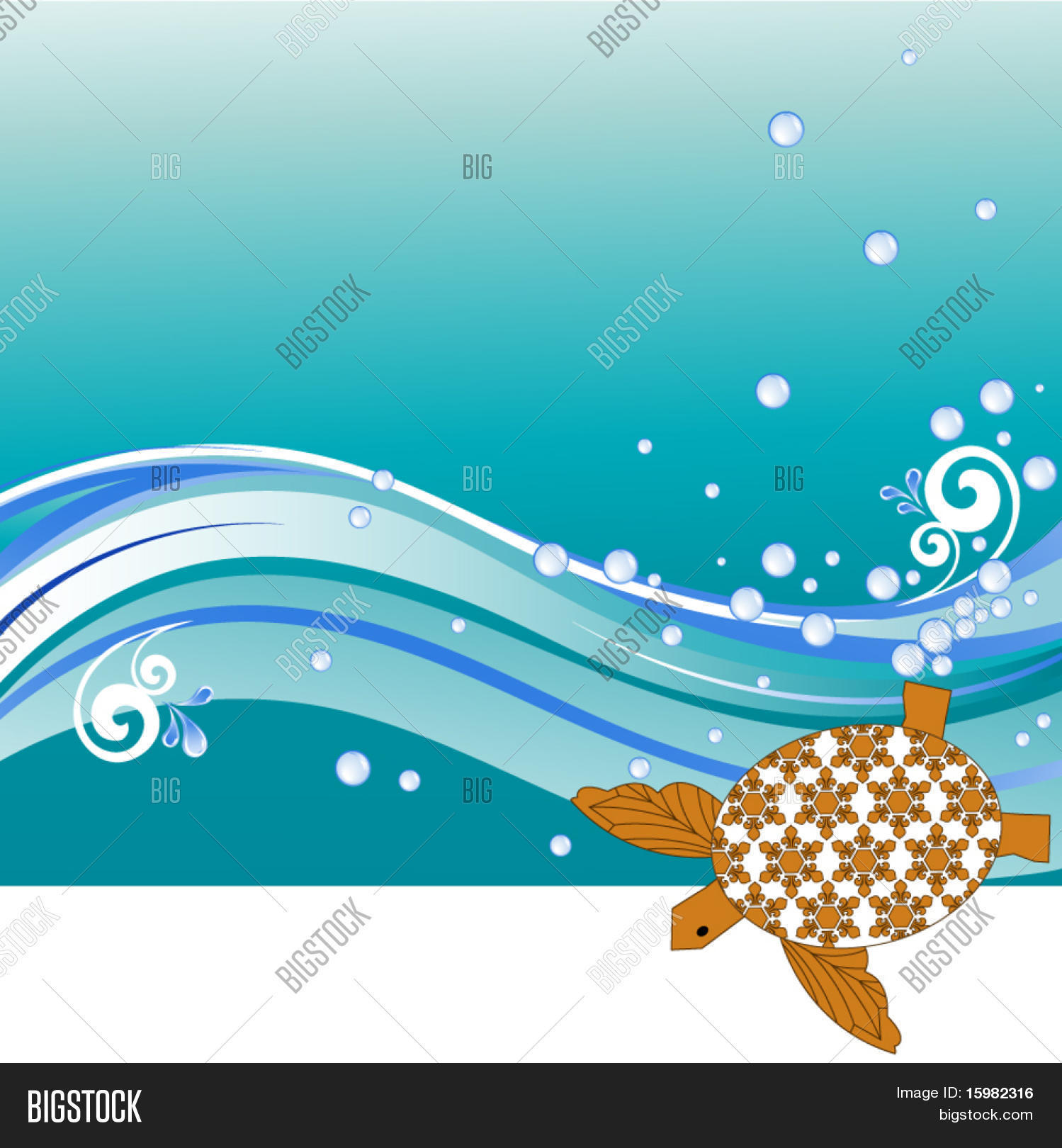 Turtle Waves Vector & Photo (Free Trial) | Bigstock