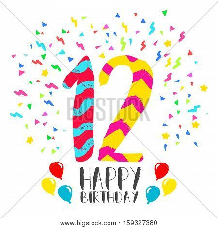 Happy Birthday 12 Vector & Photo (Free Trial) | Bigstock