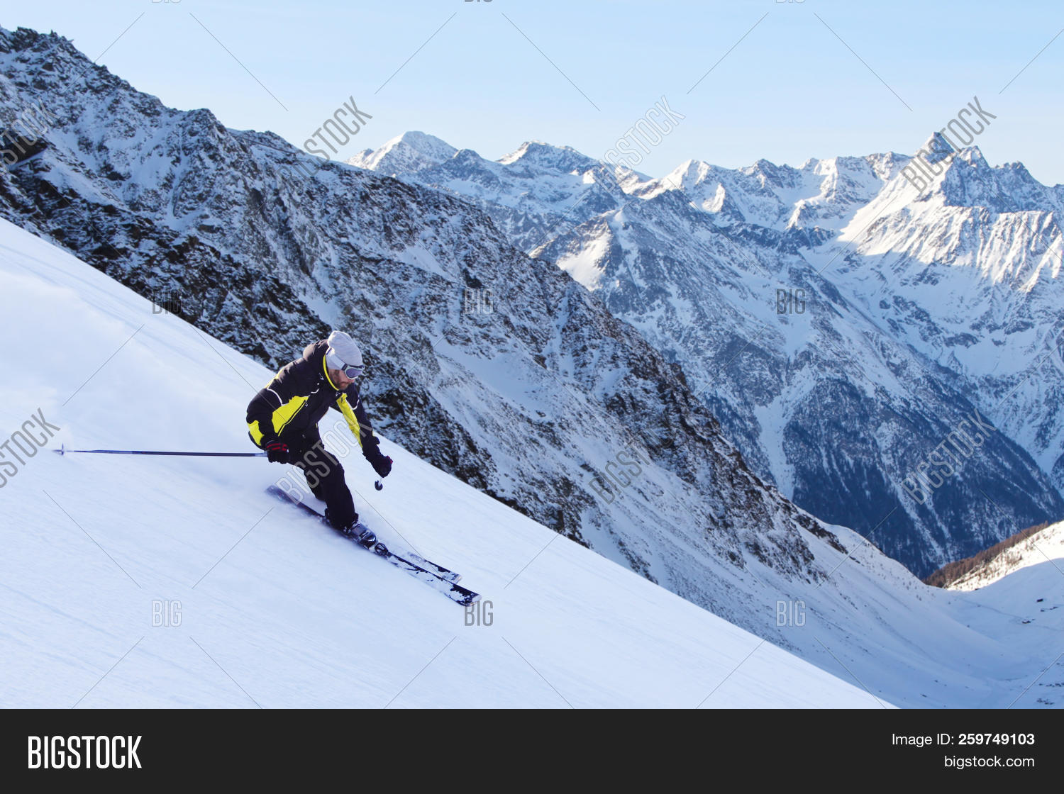 Skier Skiing Downhill Image & Photo (Free Trial) | Bigstock