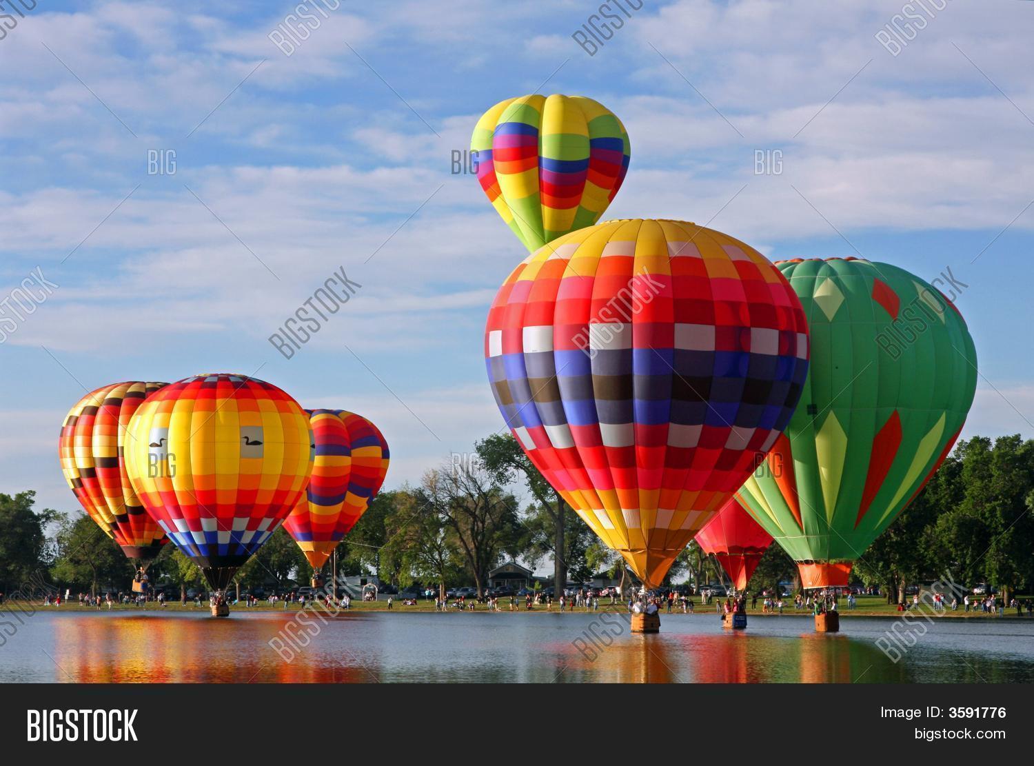 Hot Air Balloons Lake Image & Photo (Free Trial) | Bigstock
