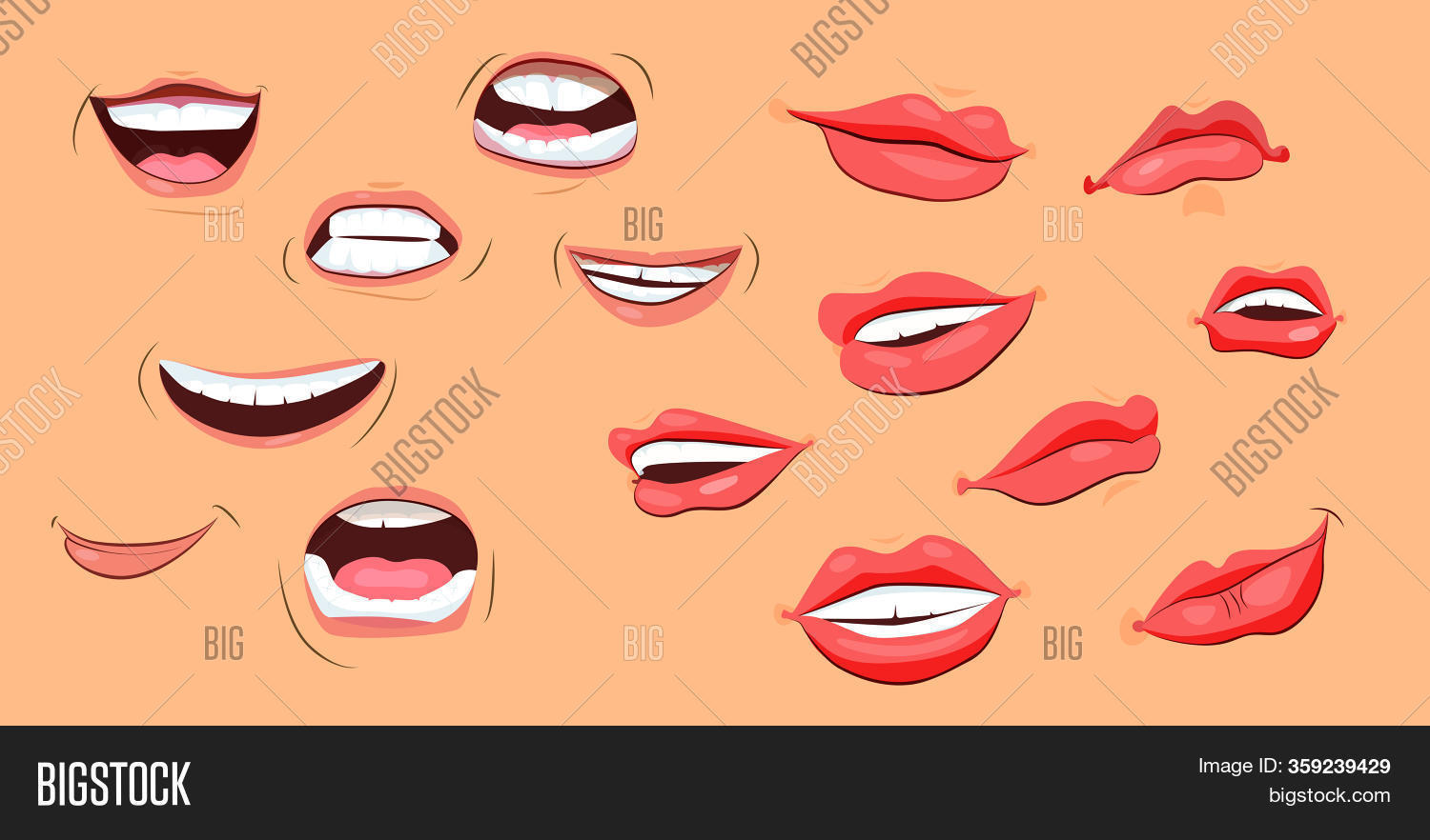 Smiles Lips Icons Set Image & Photo (Free Trial) | Bigstock