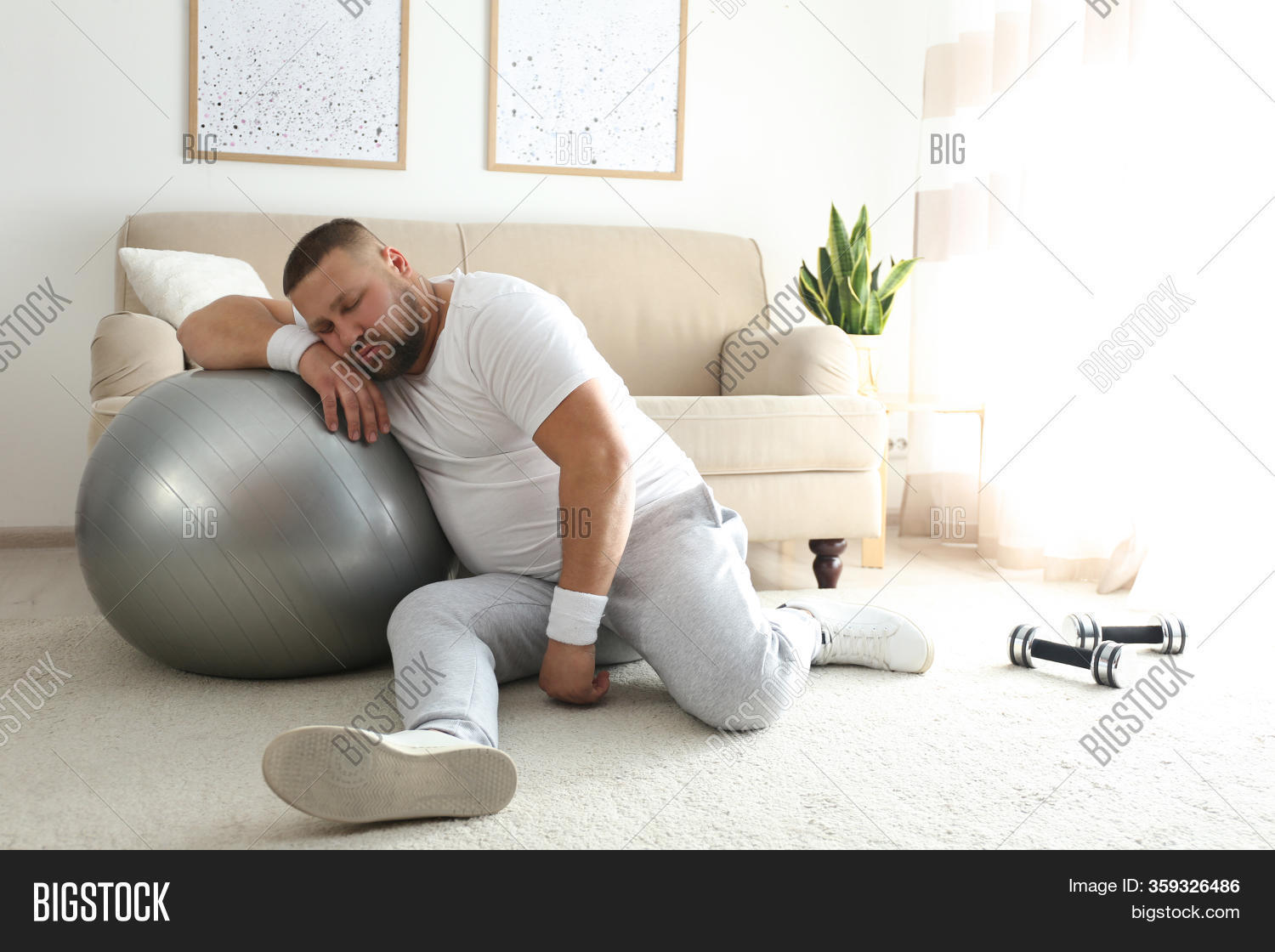 Lazy Overweight Man Image & Photo (Free Trial) | Bigstock