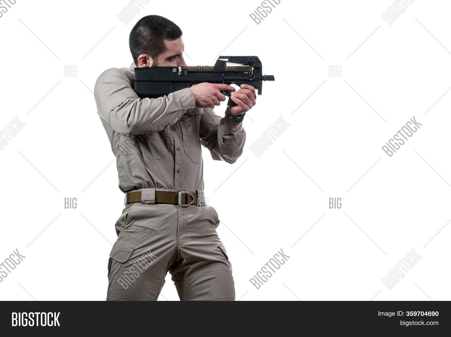 Warrior Gun On White Image & Photo (Free Trial) | Bigstock