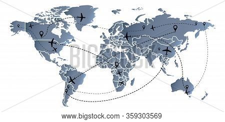 Airplane Flight Route Vector & Photo (Free Trial) | Bigstock