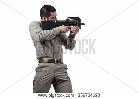 Warrior Gun On White Image & Photo (Free Trial) | Bigstock