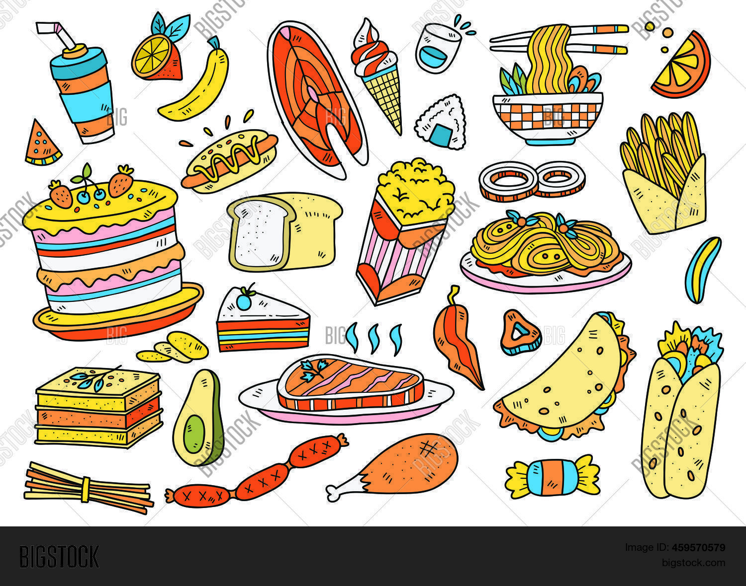 Food Doodle Objects Vector & Photo (Free Trial) | Bigstock