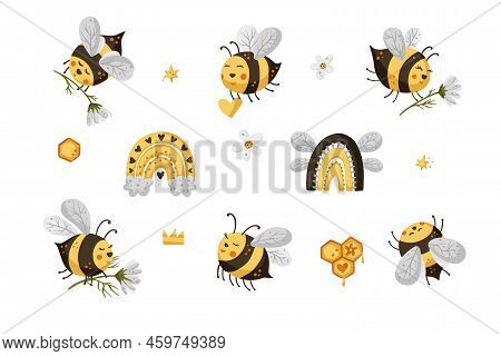 Cute Bee Rainbow Vector & Photo (Free Trial) | Bigstock