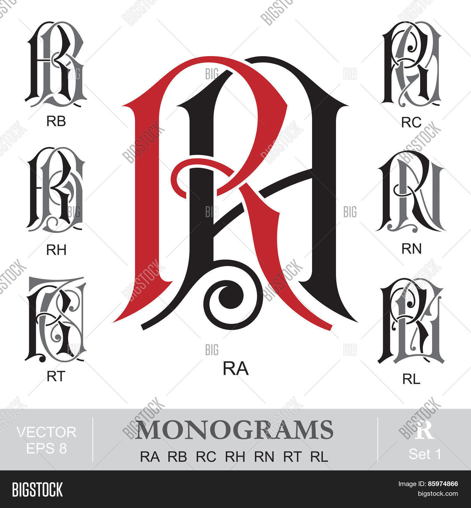 Vintage Monograms RA Vector & Photo (Free Trial) | Bigstock
