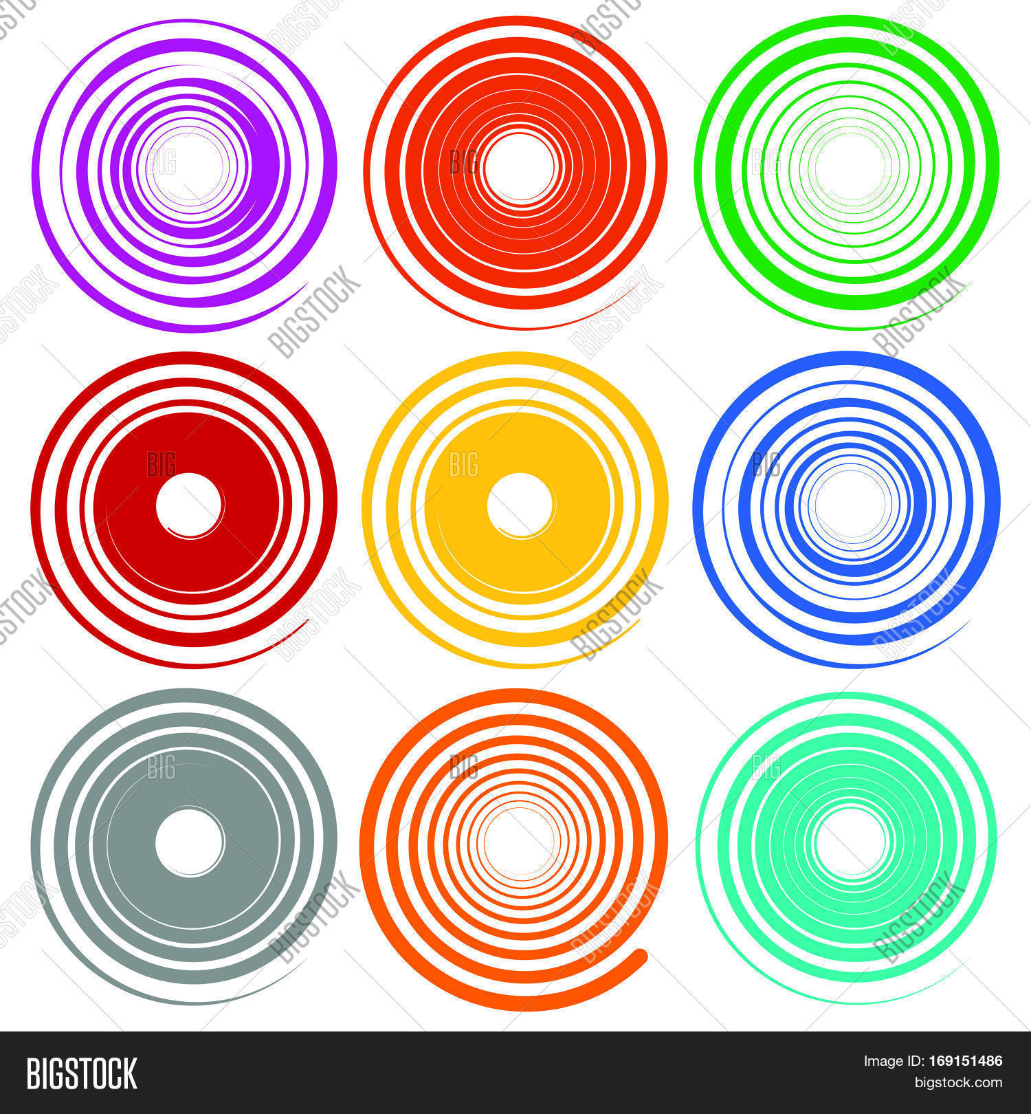 Set Spiral Shapes Vector & Photo (Free Trial) | Bigstock
