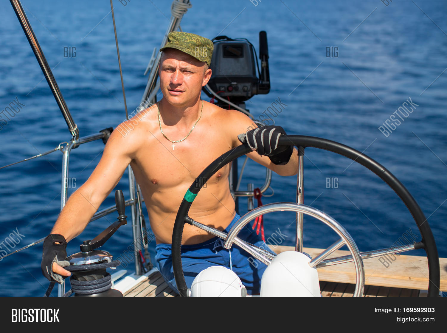 Man Helm Sail Boat, Image & Photo (Free Trial) | Bigstock