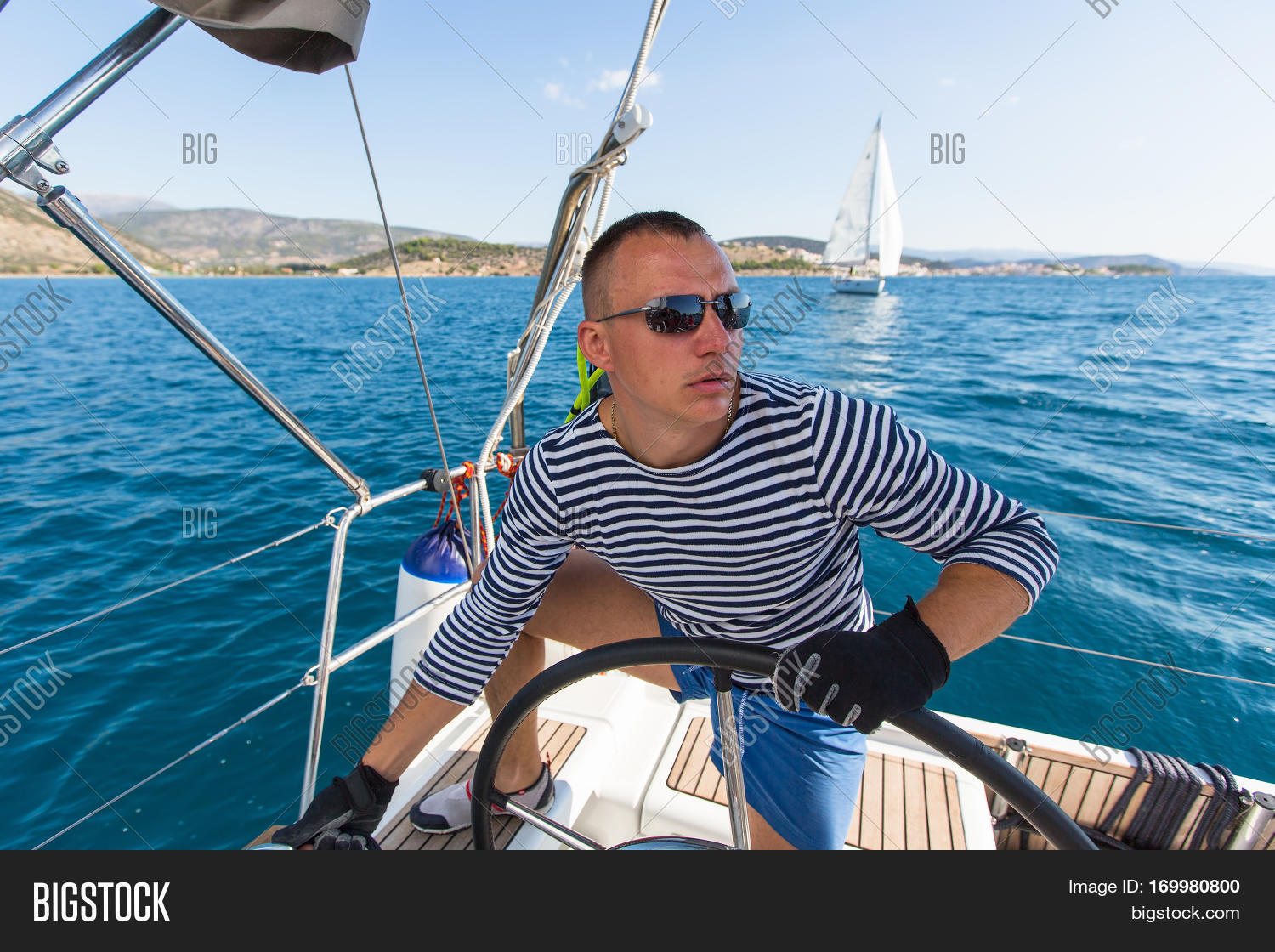 Man Helm On Sailing Image & Photo (Free Trial) | Bigstock