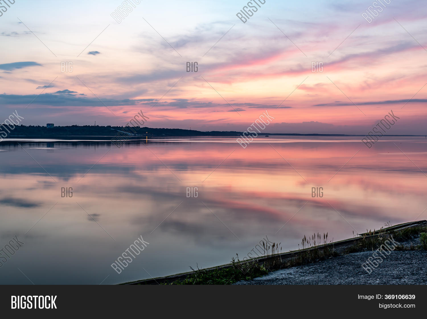 Pink Sunset Over River Image & Photo (Free Trial) | Bigstock