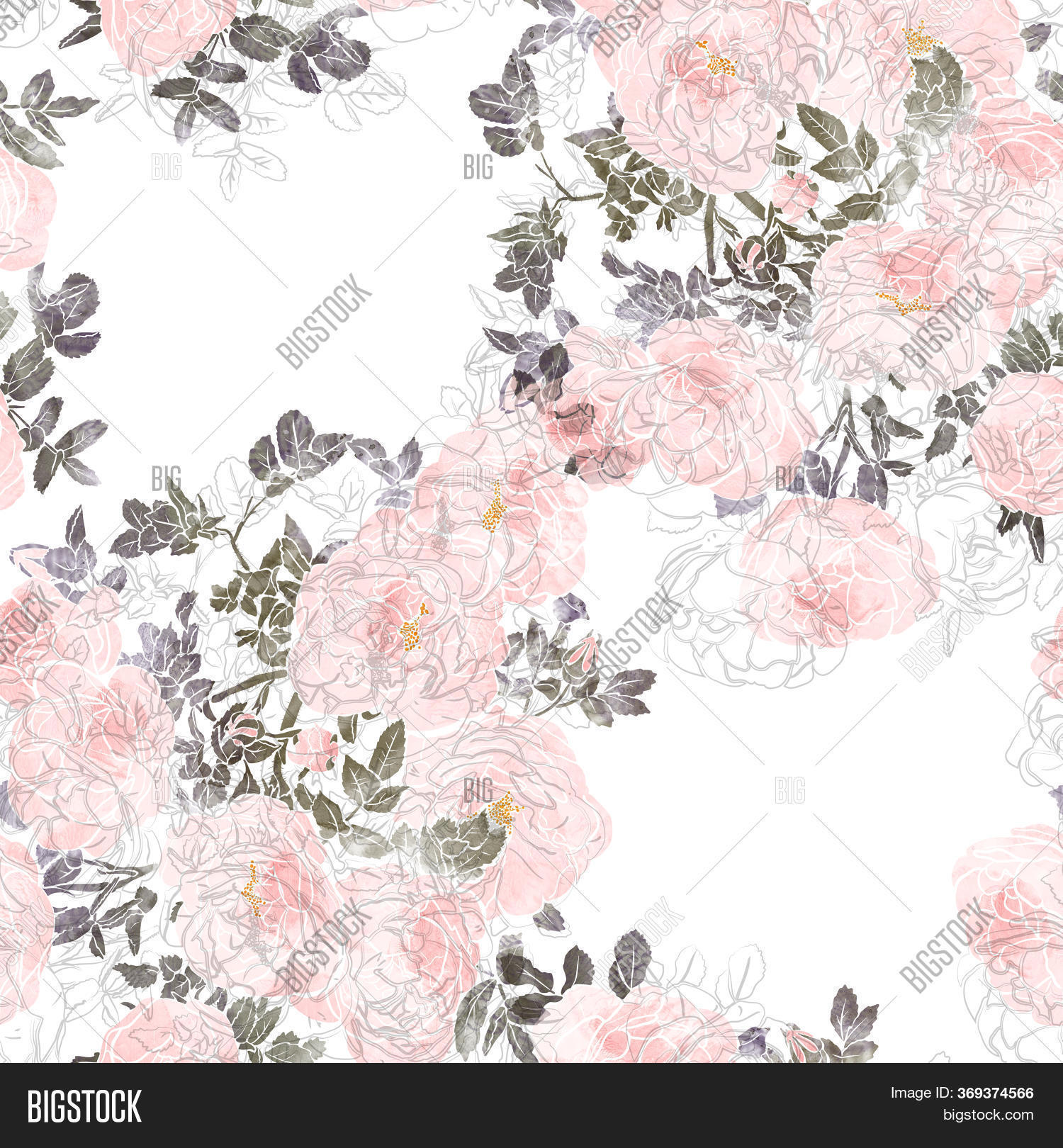Seamless Pattern Rose Image & Photo (Free Trial) | Bigstock