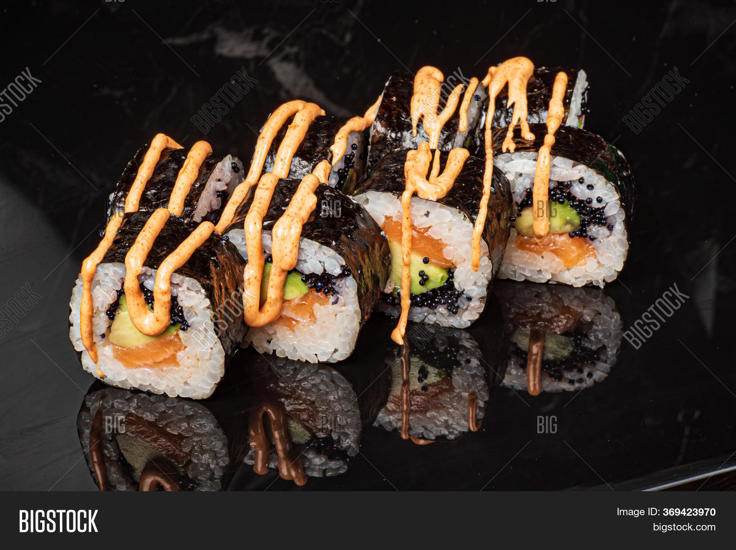 Sushi On Black Image & Photo (Free Trial) | Bigstock
