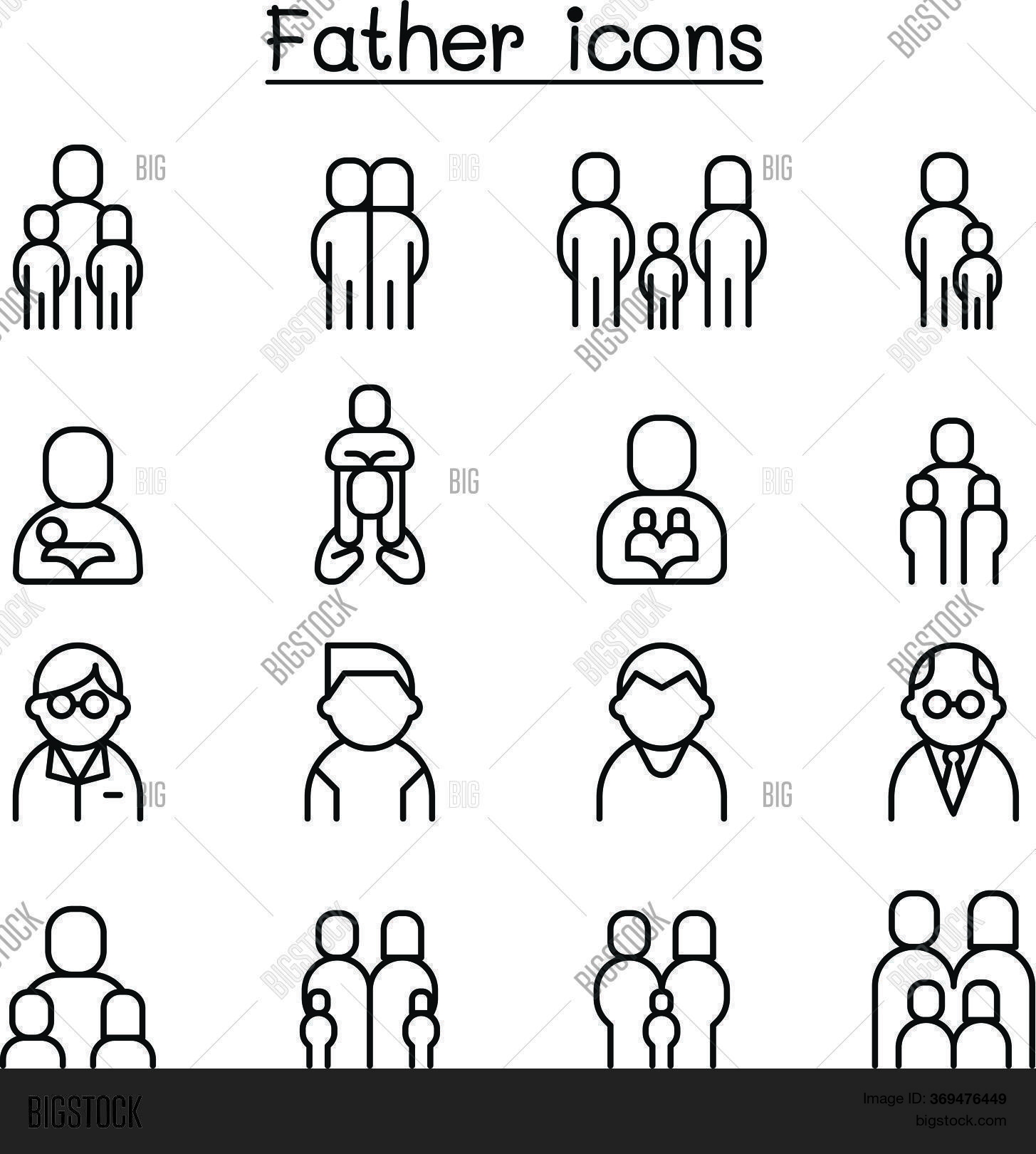 Father Icon Set Thin Vector & Photo (Free Trial) | Bigstock