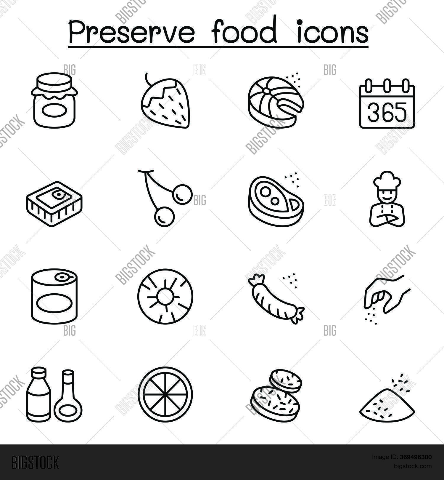 Preserved Food Icons Vector & Photo (Free Trial) | Bigstock