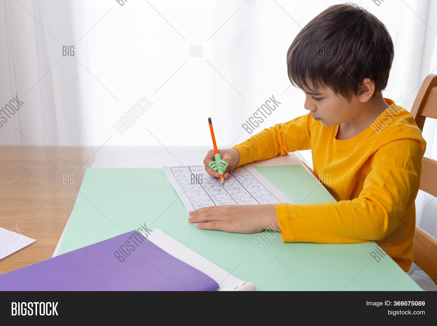 Boy Writing Homework, Image & Photo (Free Trial) | Bigstock