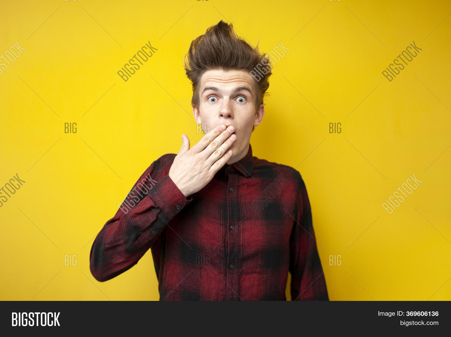 Shocked Guy Closes His Image & Photo (Free Trial) | Bigstock