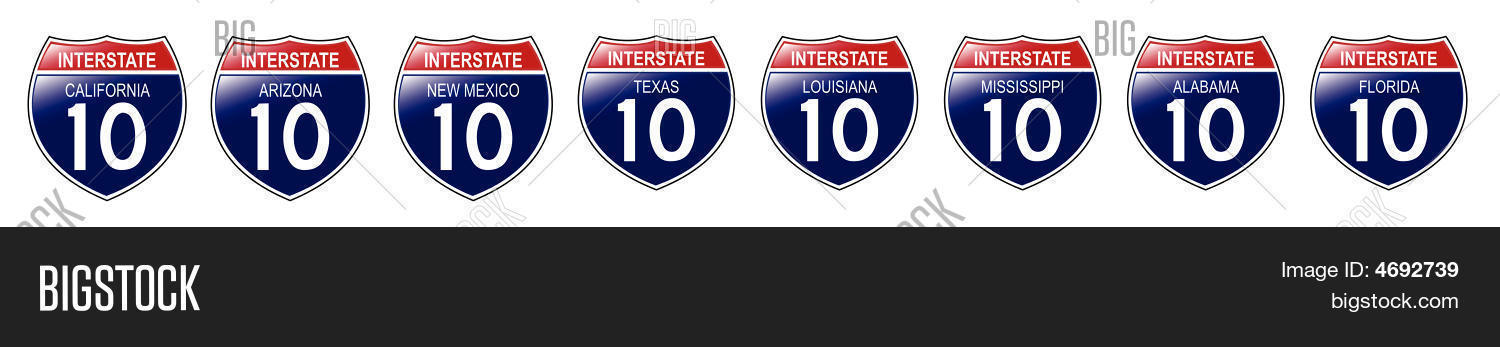 U.s. Interstate 10 Vector & Photo (Free Trial) | Bigstock