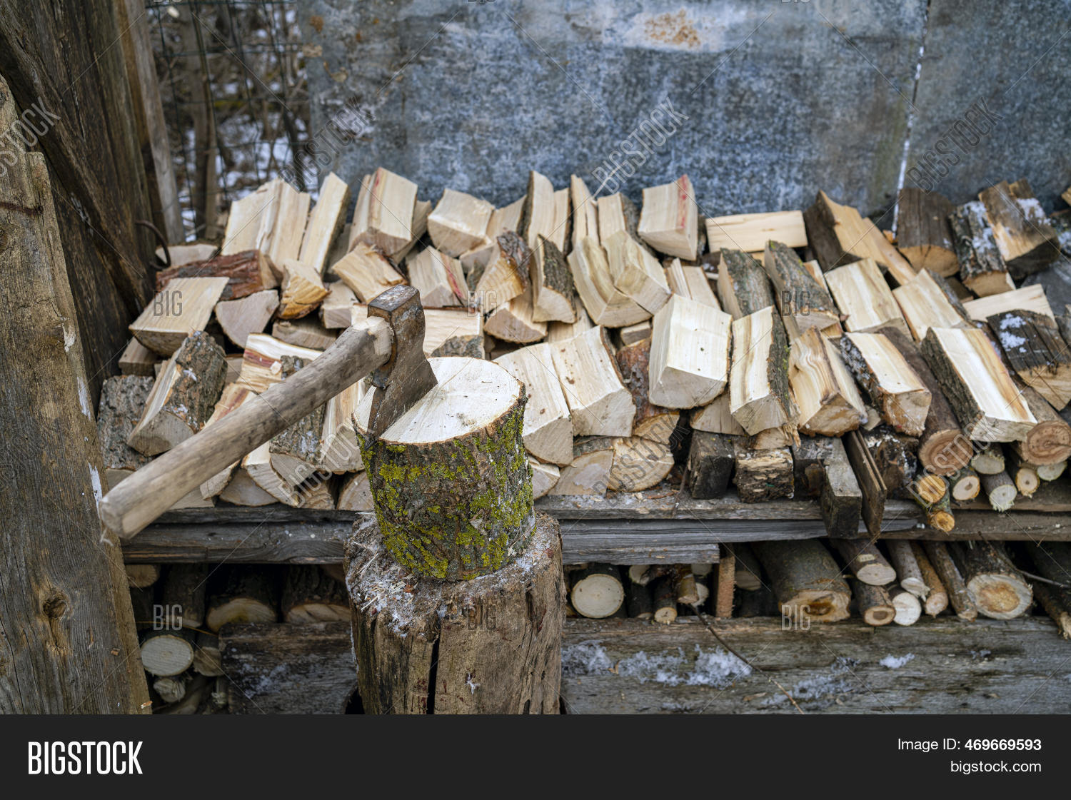 Ax Stuck Log. Pine Log Image & Photo (Free Trial) | Bigstock