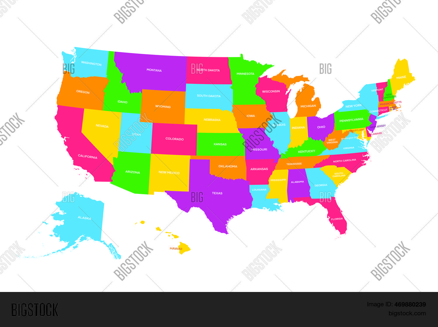 Usa Map Geographical Vector & Photo (Free Trial) | Bigstock