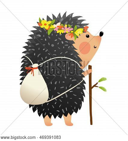 Cute Hiking Hedgehog Vector & Photo (Free Trial) | Bigstock