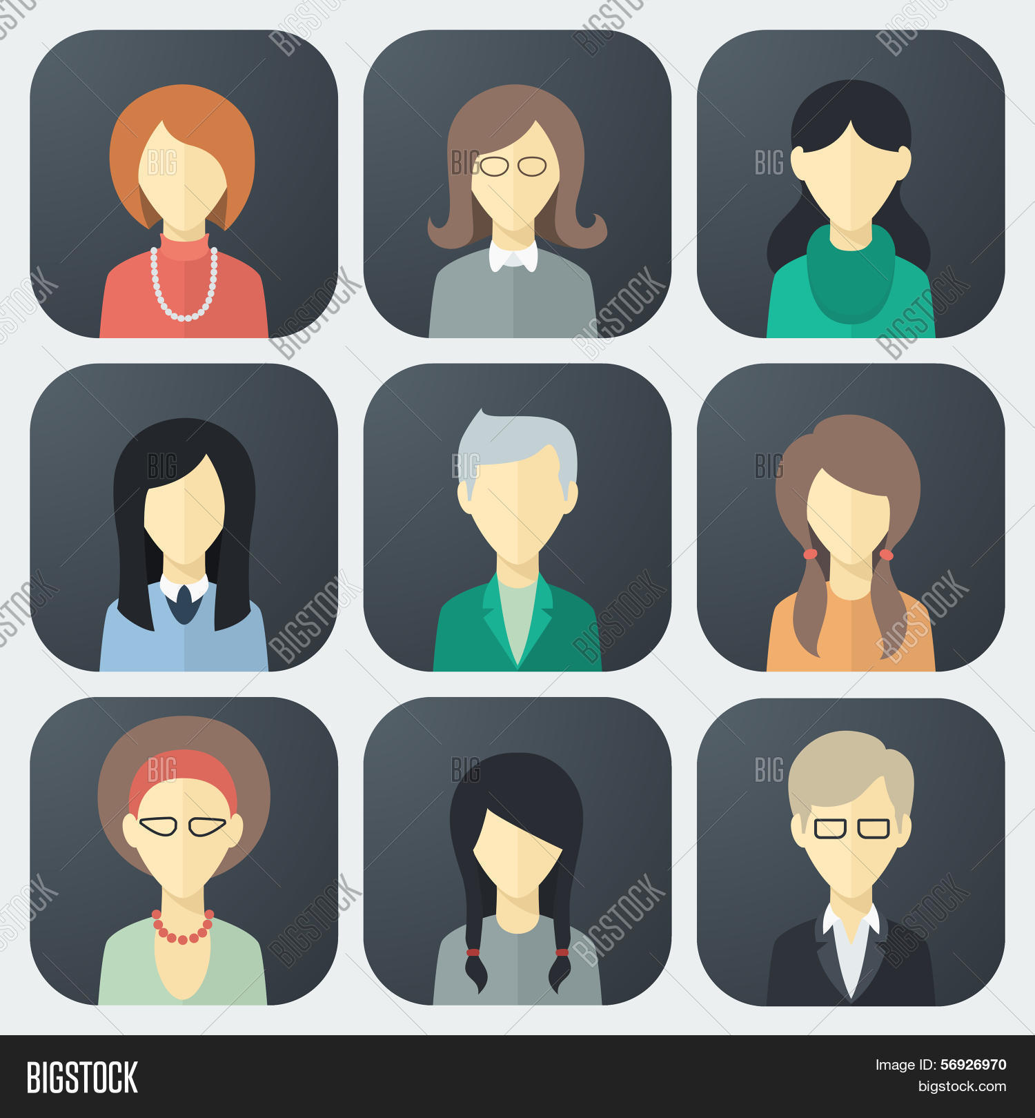 Female Faces Icons Vector & Photo (Free Trial) | Bigstock