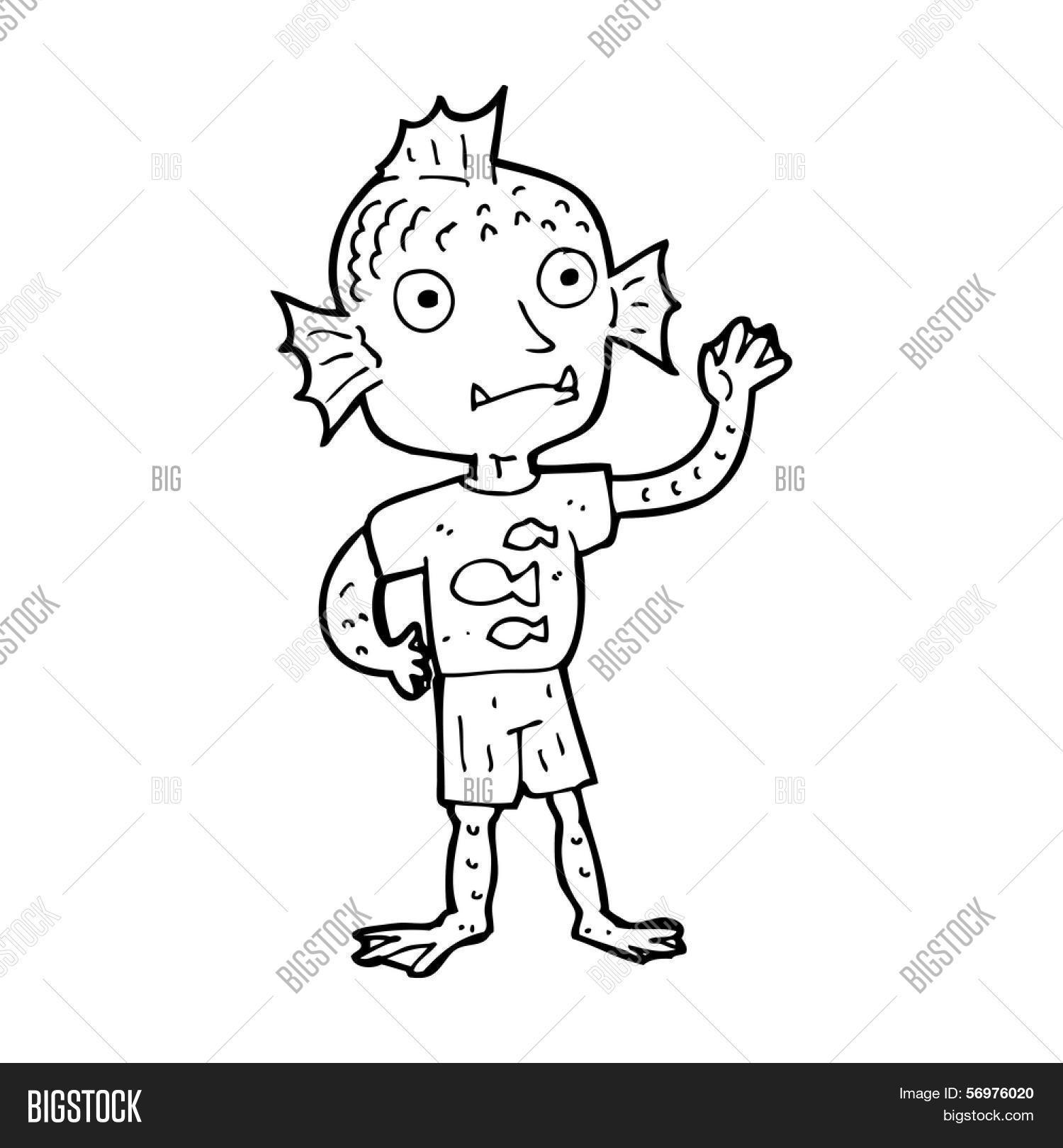 Cartoon Waving Fish Vector & Photo (Free Trial) | Bigstock