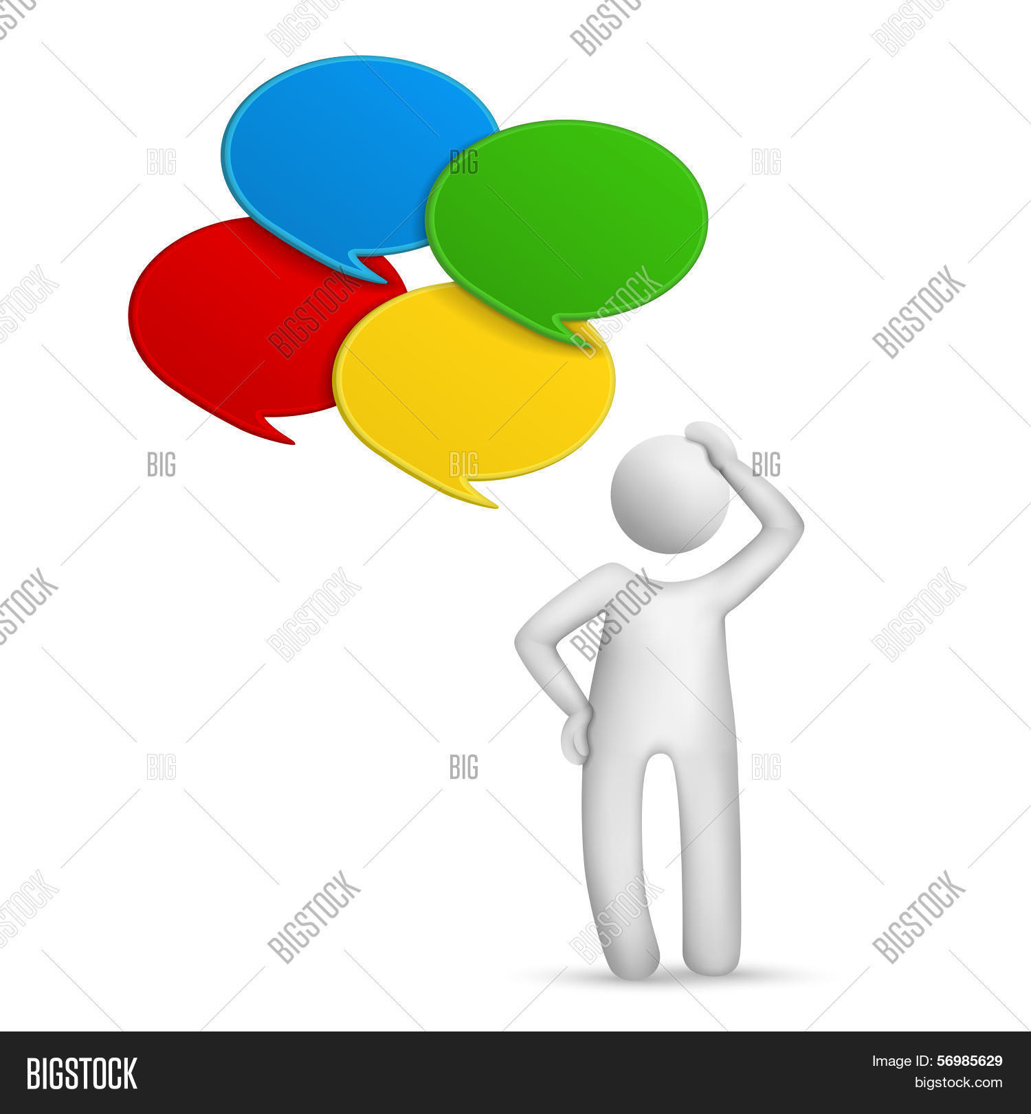 3D Man Thinking Four Vector & Photo (Free Trial) | Bigstock