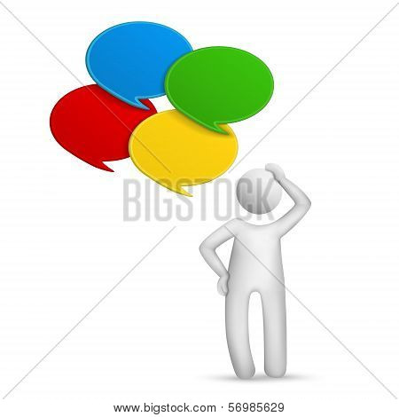 3D Man Thinking Four Vector & Photo (Free Trial) | Bigstock