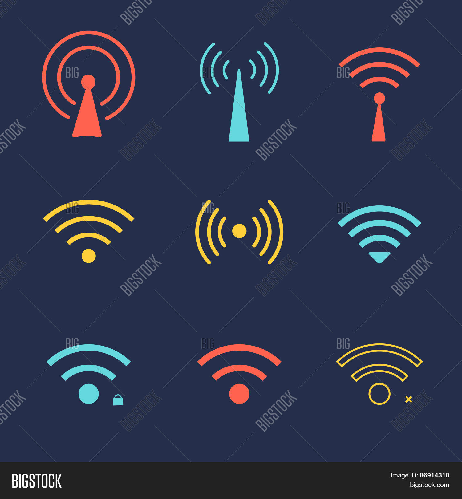 Set Wi Fi Icons Vector & Photo (Free Trial) | Bigstock