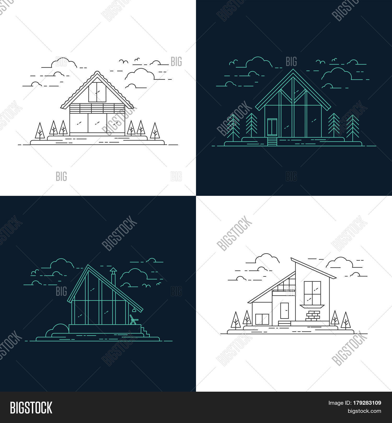 Linear House Vector & Photo (Free Trial) | Bigstock