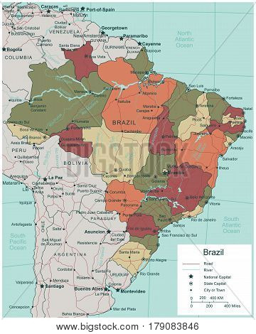Brazil Political Map Vector & Photo (Free Trial) | Bigstock