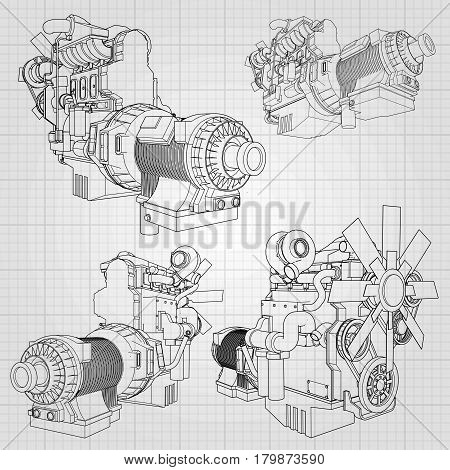 Big Diesel Engine Vector & Photo (Free Trial) | Bigstock